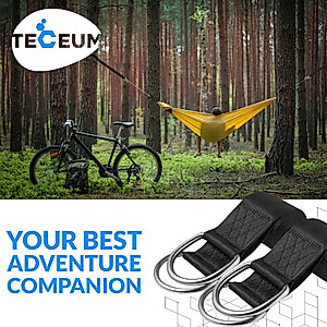 [New 2024] TECEUM Tree Swing Straps Hanging Kit (Set of 2) – 10 ft – Heavy-Duty Camping Hammock Straps (2,000 lbs) – with Safety Lock Carabiners & Carry Bag – for All Swing Types – Outdoors Strap