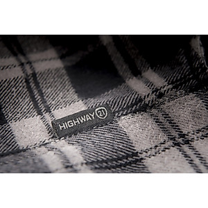 HIGHWAY 21 Marksman Flannel Shirt, Plaid, Button-Down Motorcycle Jacket for Men, Protective Woven Cotton Fabric