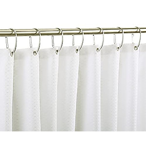 Nickel Shower Curtain Rings, Rustproof Shower Curtain Hooks for Bathroom, ZESLMG Decorative Shower Hooks Rings for Shower Curtain Rod Hangers, Set of 12 D-Shaped Design