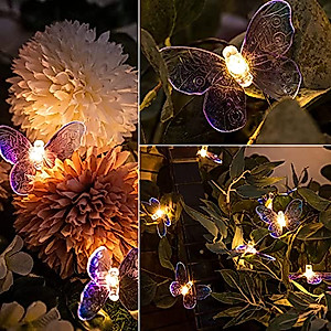 AMZSTAR Butterfly String Lights, 10ft 20 LEDs Battery Operated Night Light Copper Wire Fairy Light Decor indoor for Bedroom Party Garden Wedding Decoration (Purple)