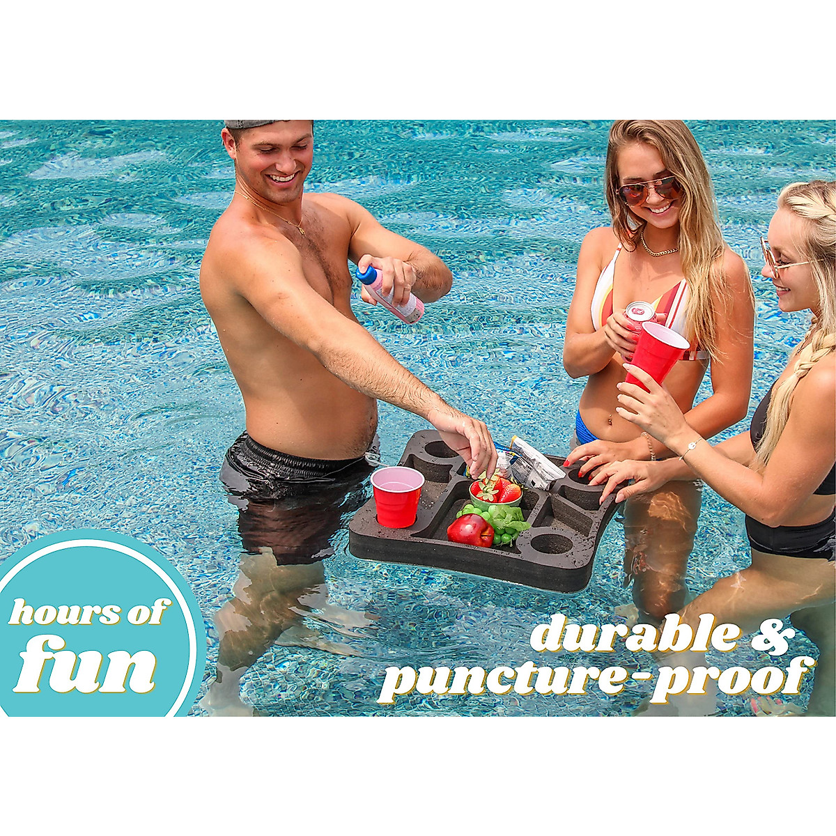 Polar Whale Floating Drink Holder Refreshment Table Tray for Pool Beach Party Float Lounge Durable Foam 17.5 Inches Large 10 Compartments UV Resistant