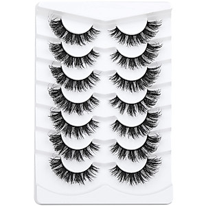 Mink Lashes Wispy False Eyelashes Cat Eye Lashes Natural Look Fluffy 3D Strip Fake Eyelashes Pack by Geeneiya, Long-lasting, Ultra-light, CC Curl Lash Extension Effect