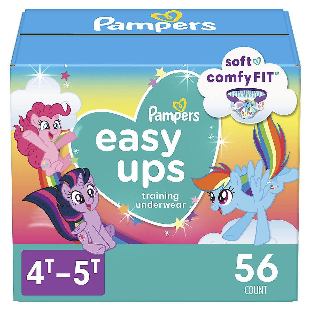 Pampers Easy Ups Training Underwear Girls, 4T-5T Size 6 Diapers, 56 Count (Packaging & Prints May Vary) (Pack of 2)