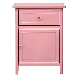 Glory Furniture 1 Drawer /1 Door Nightstand, Pink