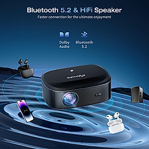 4K Projector with Wifi and Bluetooth, ELEPHAS Outdoor Movie Projector with NETFLIX/Prime Video/YouTube Built-in, 100,000+ Apps Supported, Video Projector Compatible with HDMI/USB/iOS/Android/Windows