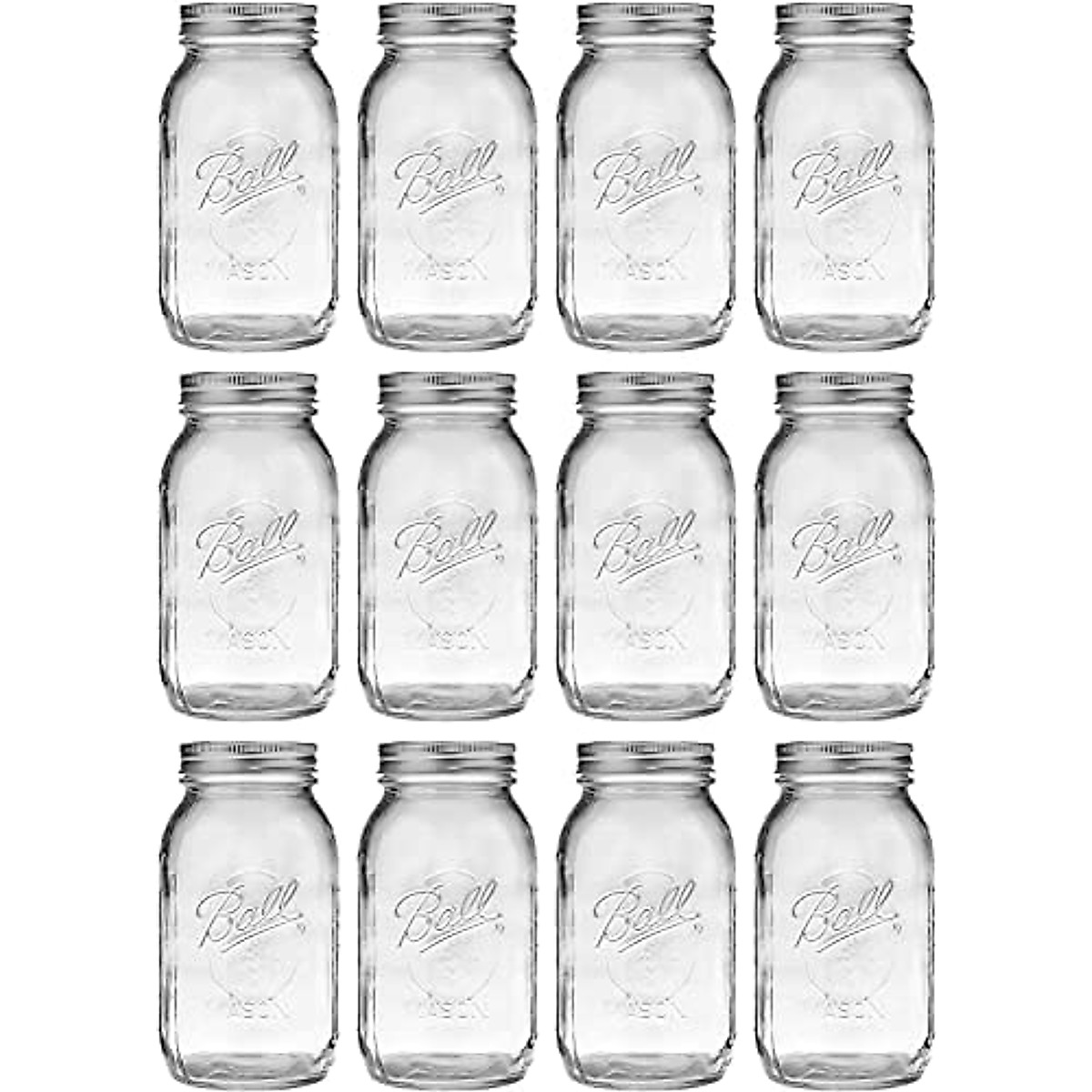 Regular Mouth 32 oz Quart Mason Jars With Lids And Bands 12-Pack) Bundled With, KangarooBands Jar Opener, And Package Of Jar Labels | Canning, Fermenting, Pickling, DIY Decors Projects