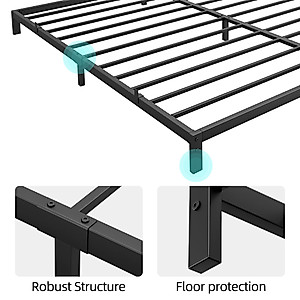 GAOMON 6 Inch Full Bed Frame, Low Profile Full Metal Platform Bed Frame Support Mattress Foundation, Noise Free, Easy Assembly, Black
