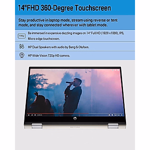 HP Pavilion x360 2-in-1 Laptop, 14 inch FHD Touch Screen, Intel Core i5-1135G7, Windows 11 Pro (16GB RAM | 512GB SSD)