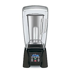 Waring Commercial MX1500XTS 3.5 HP Blender with 4 recipe programable LCD Display, Noise Reducing Sound Enclosure and 64 oz Stainless Steel Container, 120V, 5-15 Phase Plug
