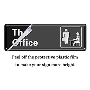 Veronica The Office Self Adhesive Sign Visual Impact for Door Wall Large or Small Office 9 X 3 Inch (Black/White)