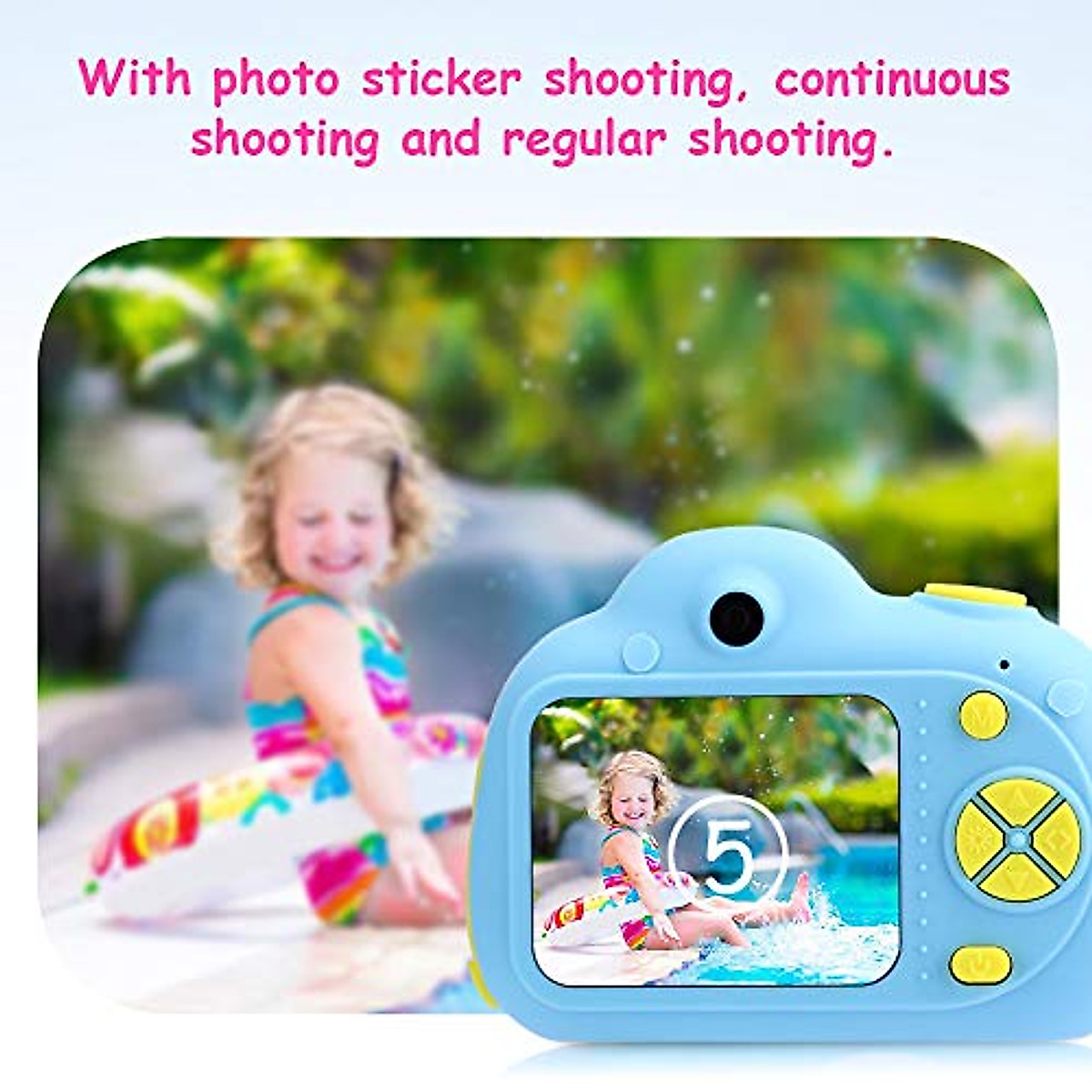 Vifemify Children Digital Camera Kid Play Toy with Anti Lost Lanyard Support for Face Recognition Waterproof Camera