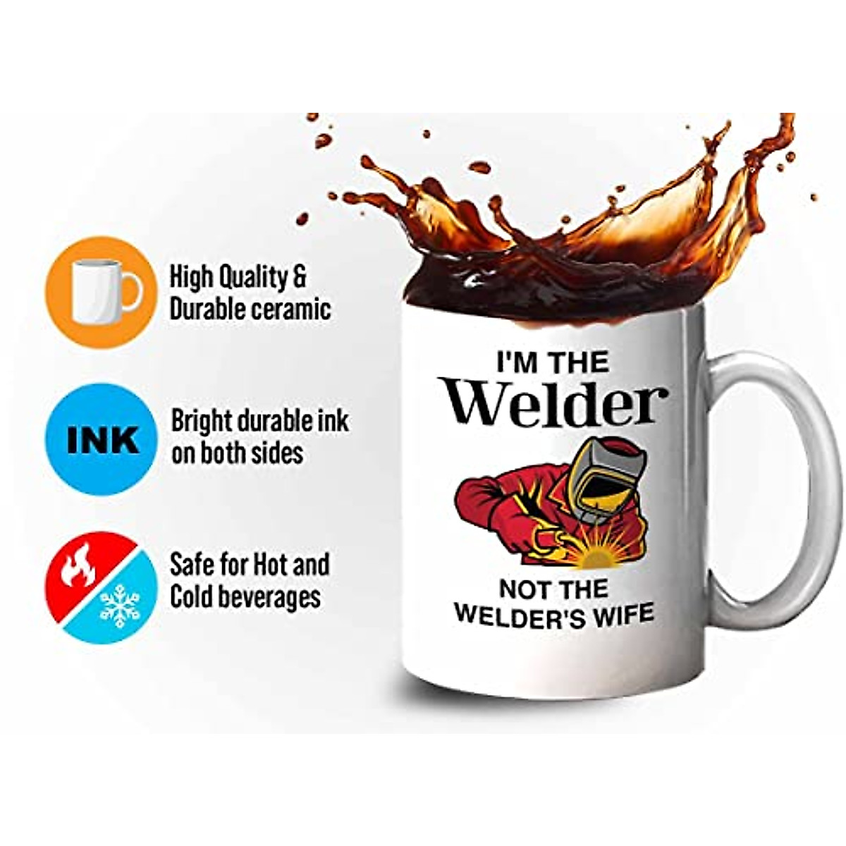 Bubble Hugs Welder Coffee Mug 11oz White - Not Welder's Wife - Welding Metal Worker Mechanic Engineer Gifts for Men Husband Dad