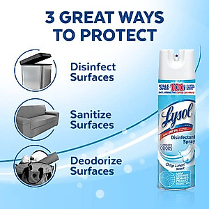 Lysol Laundry Sanitizer, Antibacterial Fabric Sanitizer, Crisp Linen, 90oz + Lysol Disinfectant Spray for Sanitizing and Antibacterial , Crisp Linen, 19 Fl Oz. (Pack of 2)