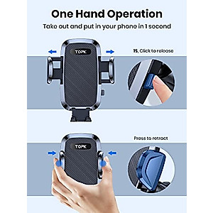 TOPK Car Phone Holder Mount, [2022 Upgraded Clip] Cell Phone Phone Mount for Car Vent 360° Rotation Universal Mobile Car Phone Holder for Smartphone