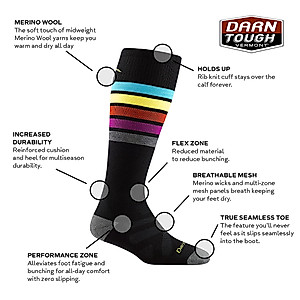 Darn Tough 8028-C-8001-03 Snowburst OTC Midweight with Cushion Aqua Small