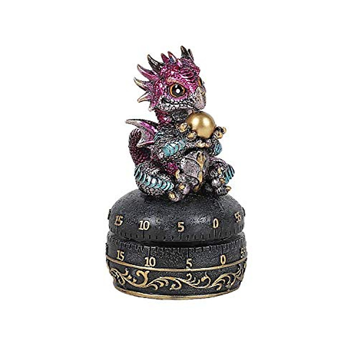 Pacific Giftware Fantasy Guardian Purple Dragon with Egg Mechanical Kitchen Timer Functional Decorative Figurine Statue