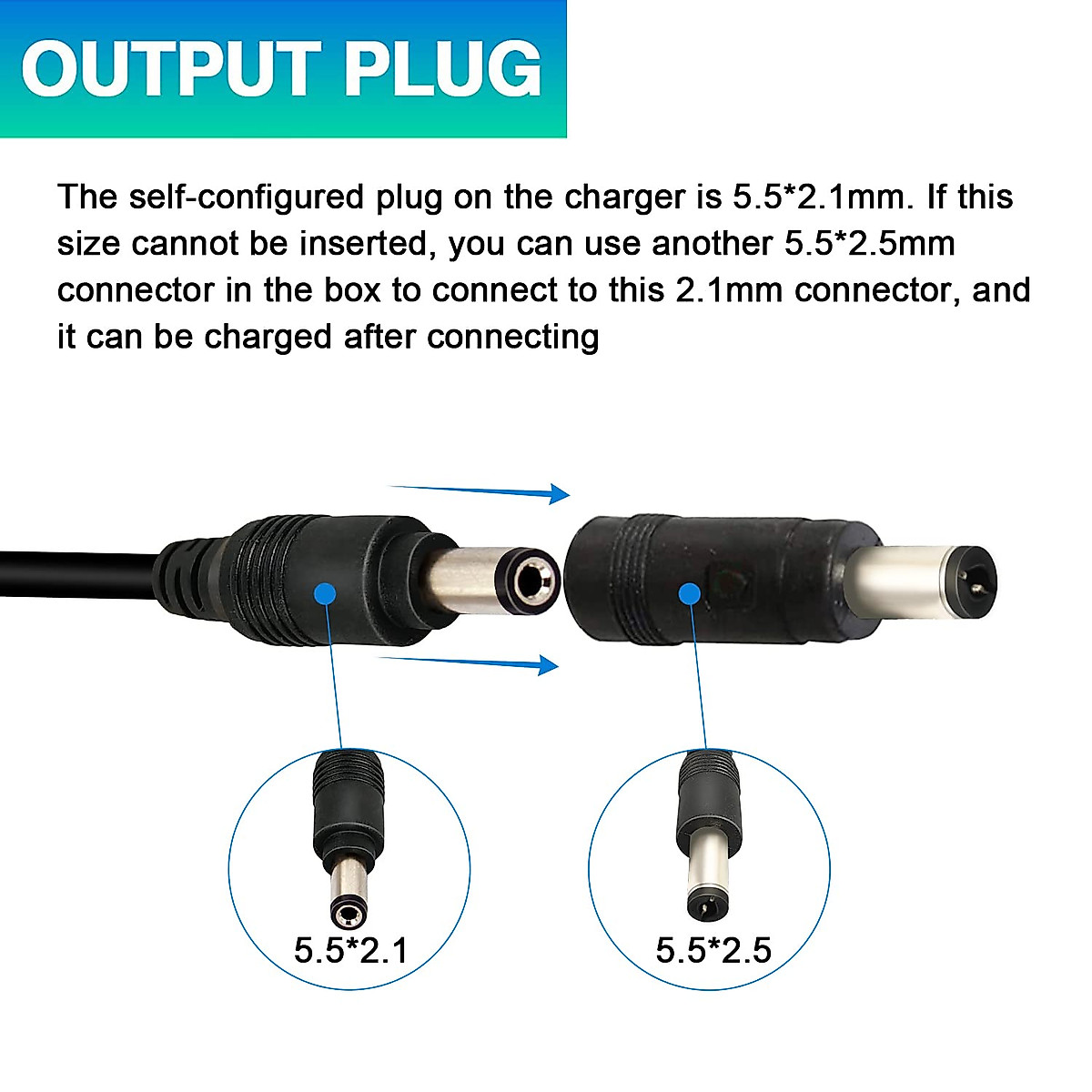 YZPOWER 29.4V 2A Battery Charger for Electric Bike Electric Scooter 24V Lithium Battery Pack 5.5mm 2.1mm Connector