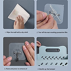 PEvTN Collapsible Wall Mounted Laundry Baskets, Tall Plastic Hamper for Dirty Clothes, Large Laundry Basket Hamper with 2 Soft Handles, Space-Saving Plastic Dirty Clothes Organizer-Blue||Small