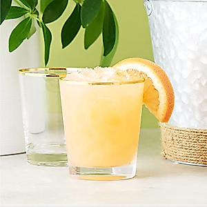 Twine Gilded Tumblers, Gold Rimmed Clear Cocktail Glass Set, Lowball Glassware, Set of 2, 10 oz, Gold and Clear