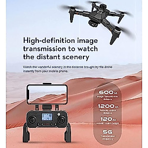 Foldable Drone RC Quadcopter with 8K Dual Camera, 5G WiFi Transmission, Obstacle Avoidance, Optical Positioning, Hover, Black