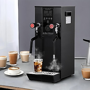Commercial Milk Frother | 12L Milk Steamer Machine | 110 V 2000W Milk Foamer, Steam Milk Frothing Machine For Espresso Coffee Tea Coffee Shop Dessert Shop (Black)