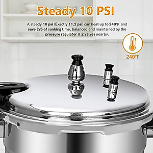 Fulgutonit 5.3 Quart Pressure Cooker, 10 Psi Induction Compatible Pressure Canner w/Multiple Pressure Control & Protection, Canning Rack Included