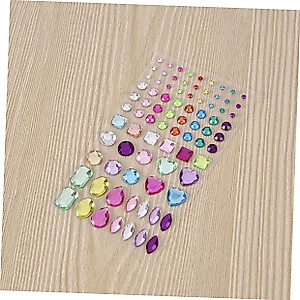 TEHAUX 2 Sheets Rhinestones Stickers Crystal Decor Gem Stickers Kid Stickers Crystals Decor Kids Decor Jewel Stickers Phone Stickers Rhinestone Stickers Gems Stickers Child Acrylic Crafts