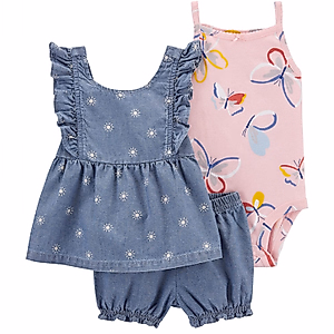 Carter's Baby Girls' 3-Piece Diaper Cover Set (18 Months, Berry Sweetest/Pink)