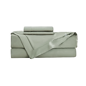 Sterling Creek 100% Tencel Lyocell Duvet Cover Set Queen Size 3-Piece Set - Luxury Soft Breathable Silky Smooth Cooling Comforter Cover with Button Closure for Hot Sleepers (Queen, Eucalyptus)