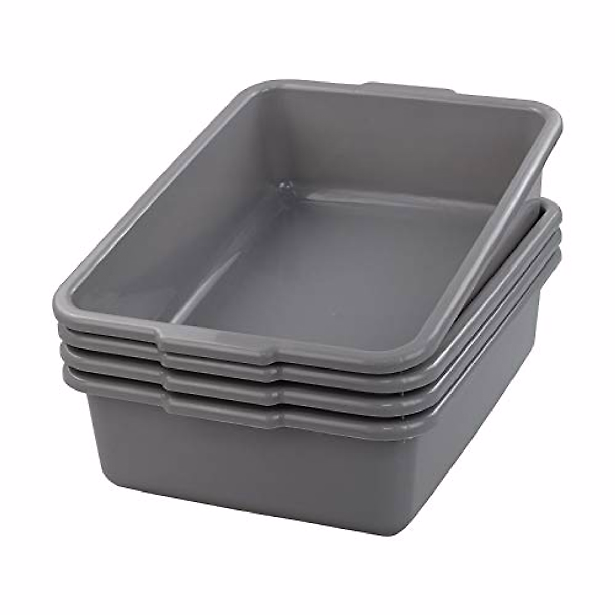 Jandson Gray Commercial Bus Tubs, 4 Pack Small Dish Pan Basin Plastic (8 L)