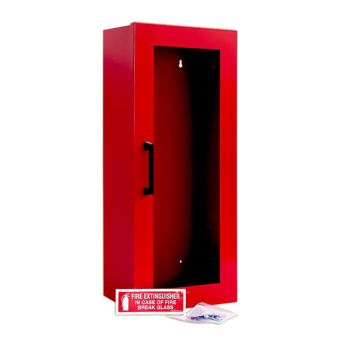 Fire Extinguisher Cabinet | Wall & Surface Mount Steel Cabinet | Holds 5 Pound and 10 Pound | Door with Handle Version, Red | Fire Extinguisher Not Included