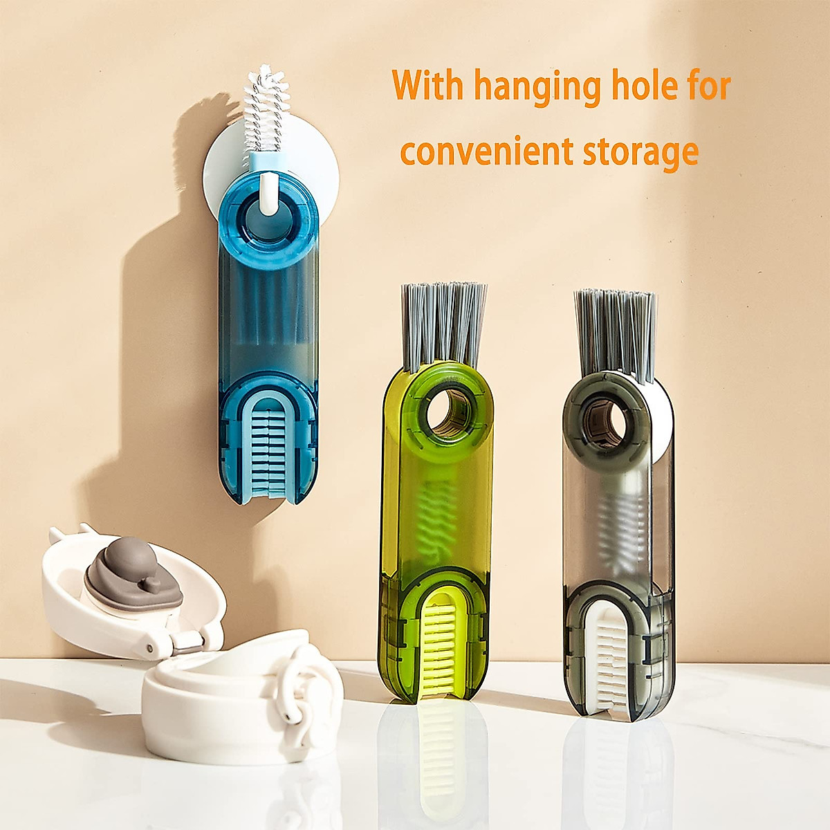 3 Pack 3 in 1 Multifunctional Cleaning Brush, Water Bottle Cleaner Brush 3 in 1 Cleaning Brush for Water Bottles, Cup, Home Kitchen Cleaning Tools