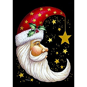 Toland Home Garden 12x18 Inch Double Sided Garden Flag Christmas Flag, Santa Moon Christmas Garden Flag House Flag For Outdoor Yard Decoration