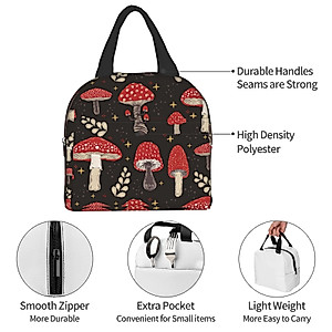 Lunch Bag Cute Cartoon Mushroom With Stars Insulated Lunch Box Reusable Lunch Bags Meal Portable Container Tote For Men Women Work Travel Picnic