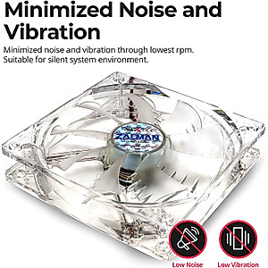 Zalman Ultra Quiet ZM-F2 92mm Blue LED Shark Fin Blade Case Fan Cooling, White ZM-F2 LED (SF)