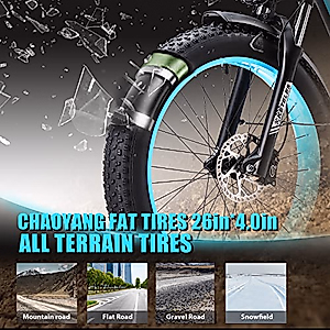 KETELES K800 1000W Electric Bike Man, 17.5AH Battery Powerful Motor Electric Beach Snow Bicycle Hydraulic Disc Brake Electric City Bike Up to 27MPH All Terrain 26'' Fat Tire Ebikes Adults Black/blue