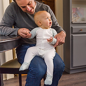 goumikids Goumi'all, Smart Adjustable Footie Baby Pajamas Made With Soft, Organic Material - School Of Fish (Gray), 0-3 Months