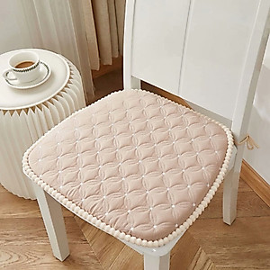 OITTO Set of 4 Lace-up Chair Cushions,Dining Chair Cushions,Detachable Chair Cushions for Kitchen Chair with Non-Slip Bottom,Washable Chair Cushions for Pink Dining Chairs