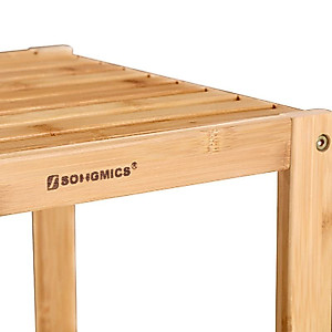 SONGMICS 4-Tier Bamboo Bathroom Shelf, Narrow Shelving Unit, Multifunctional Storage Rack, Corner Rack, for Kitchen, Living Room, Bedroom, Entryway, Bathroom, Natural UBCB54Y