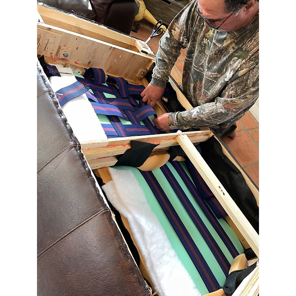 70 Ft Heavy Duty Sofa Elastic Webbing,Contiunous Long Durable Strong Elasticity Dark Blue and Red,2.76" Wide,Upholstery Webbing,Couch Sitting Belt Replacement,Upholstery Materials Elasbelt (70)