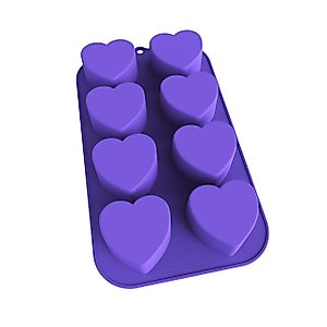 Bakerpan Silicone Heart Mold for Baking, Mini Cake Heart Pan, Valentine's Day Silicone Mold, Heart Muffin Baking Tray, 2 1/4 Inch Hearts, Heart Silicone Mold - 8 Cavities