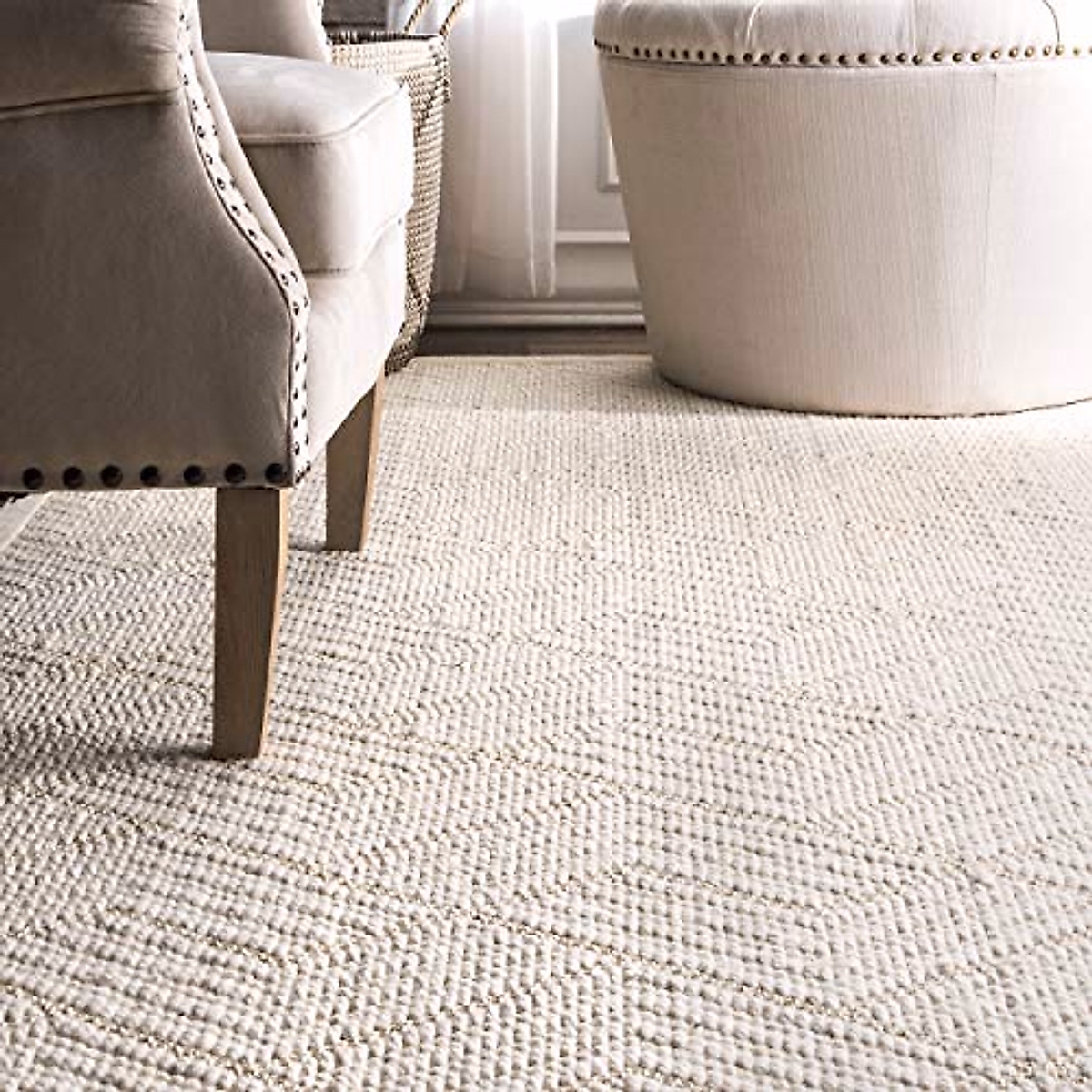 nuLOOM Suzanne Natural Textured Wool Area Rug, 4' x 6', Cream