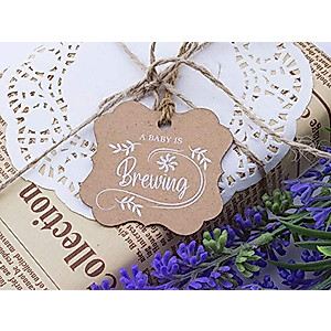 Summer-Ray 50pcs A Baby is Brewing Baby Shower Favors Gift Tags Thank You Tags (Kraft)