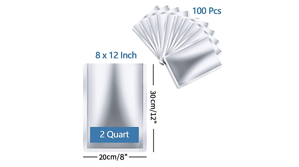 Venyat 100 Pack 2 Quart Mylar Bags for Food Storage - Durable & Sealable