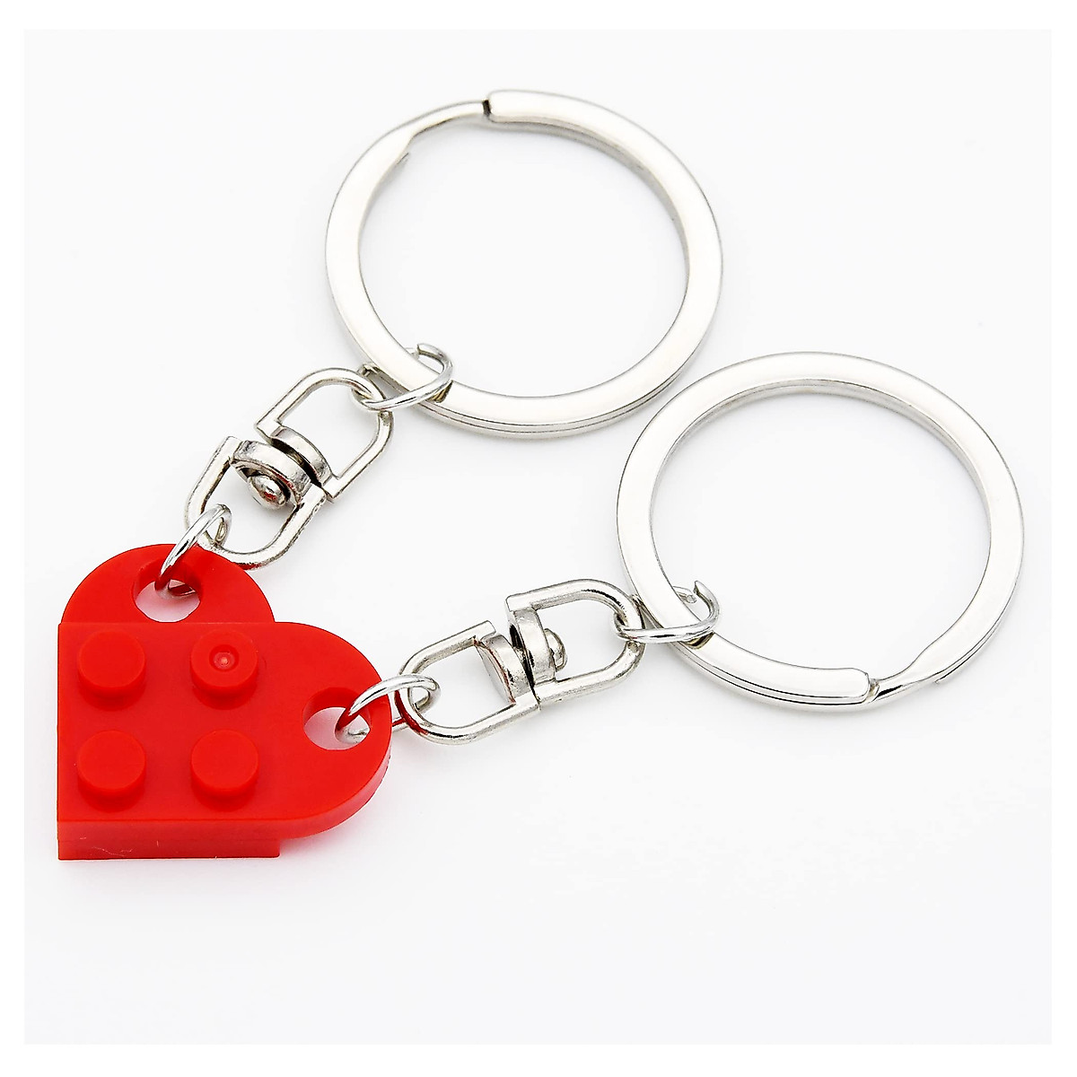 TTYY Friendship Gifts Best Friend Keychain Couples Keychain BFF Heart Key Ring Set Birthday Gifts for Men Women 4 color (red blocks 1)