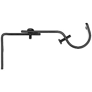 Amazon Basics Adjustable Curtain Rod Wall Bracket Hooks, Set of 2, Black