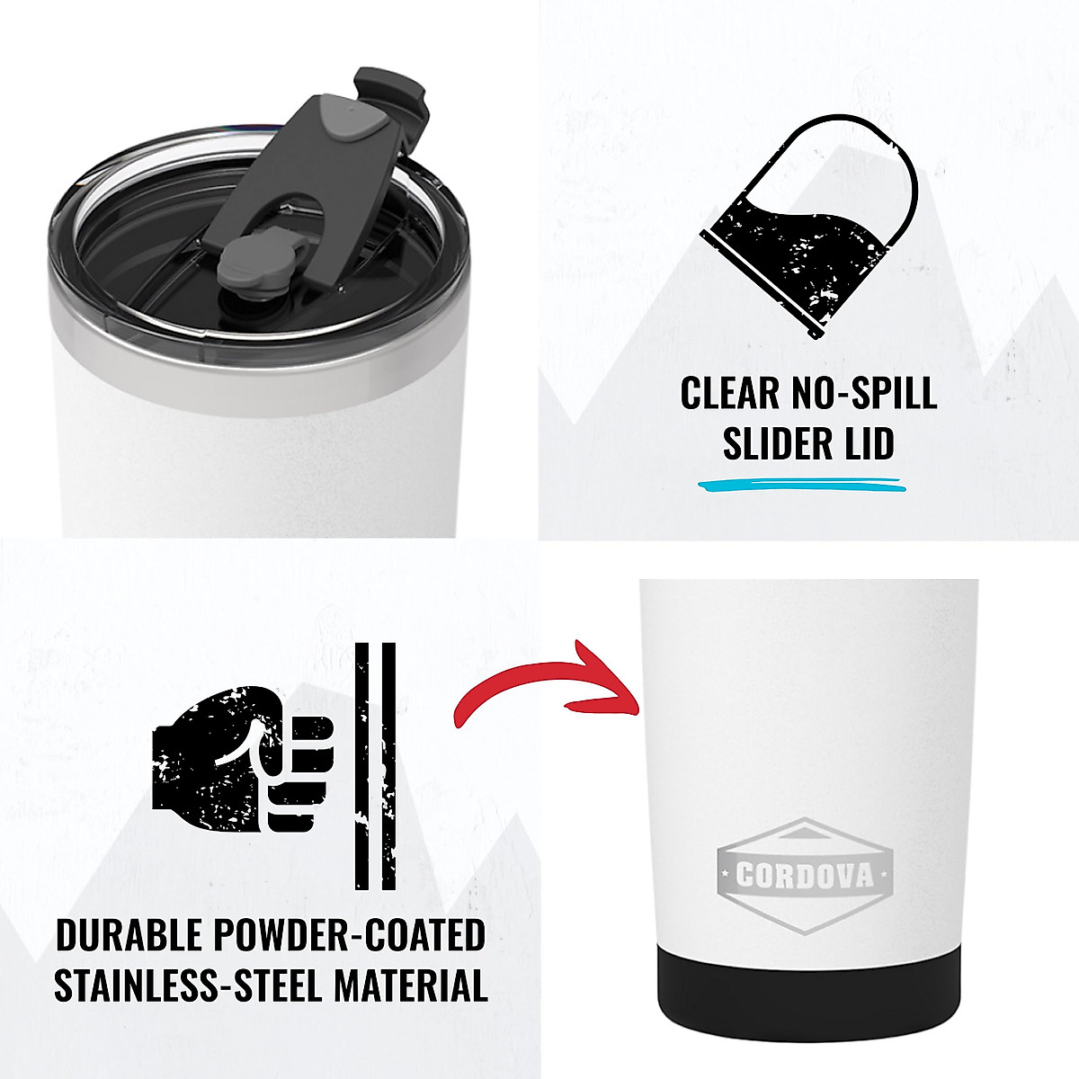 Cordova Outdoors Trailhead Class Tumbler, Snowcap, 20 oz