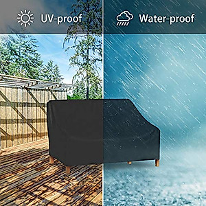 iCOVER Patio Sofa Cover, Waterproof 2-Seater Deep Lounge Loveseat Cover, Lightweight Easy On/Off, Buckles Drawstring Design,60"x34"x30" (LxDxH)