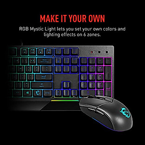 MSI Vigor GK30 Combo, 6-Zone RGB GK30 Gaming Keyboard & GM11 Gaming Mouse, Water Repellent & Splash-Proof, 5000 DPI