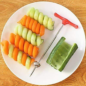 Aichoic Fruit Spiral Knife Spiral Knife Vegetable Coiler Scroller Stainless Steel Magic Scroller Creative Model Cucumber knife Fruit and Vegetable Spiral Twist